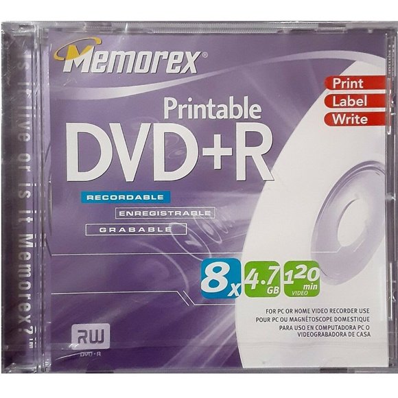 Memorex | Media | Memorex Printable Dvdr 8x47 Gb2min Blank Blank Disc ...